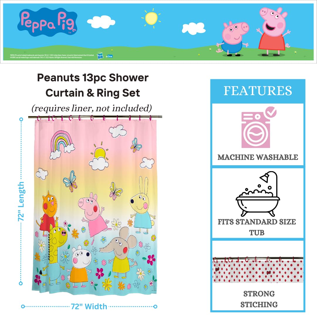 franco-peppa-pig-13-piece-shower-curtain-and-ring-set-100-officiall