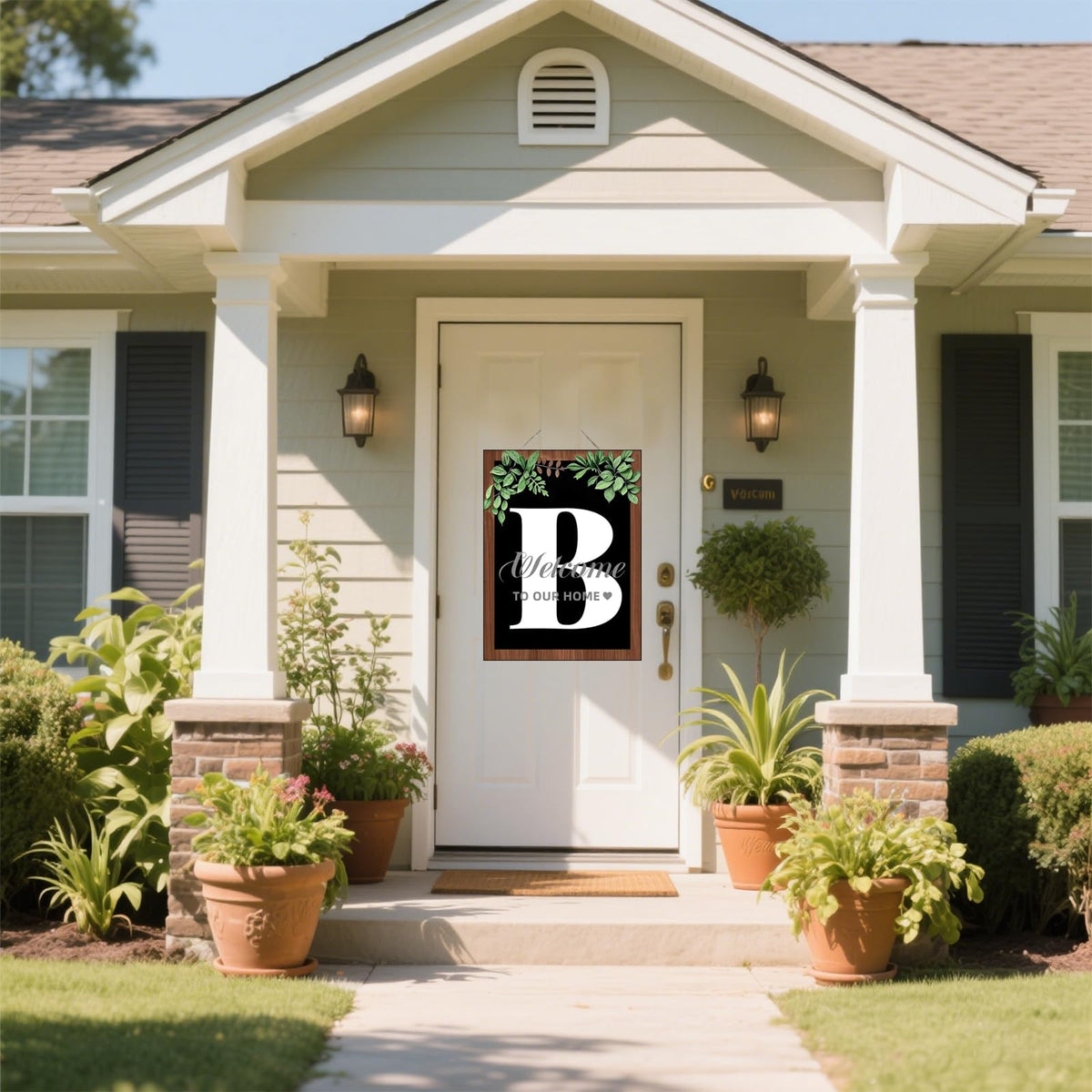 16'' x12'' Ultra Large Last Name All Year Front Door Wreath, Letter M ...