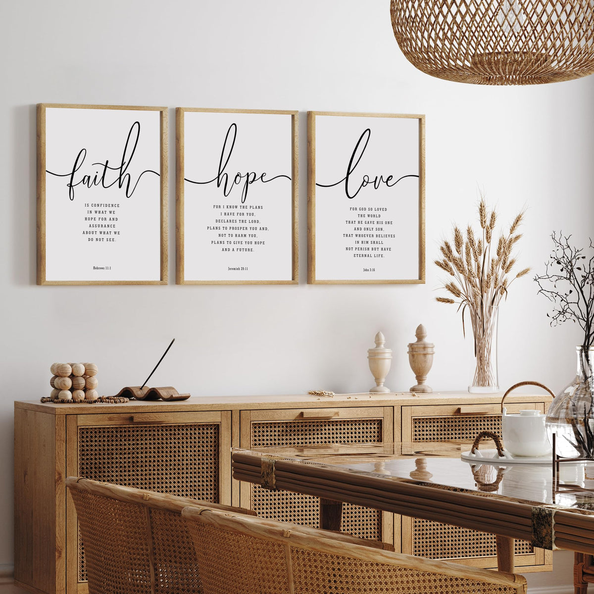 Houmury Set Of 3 Framed Farmhouse Bible Verses Wall Decor Sign 11 X14 ...