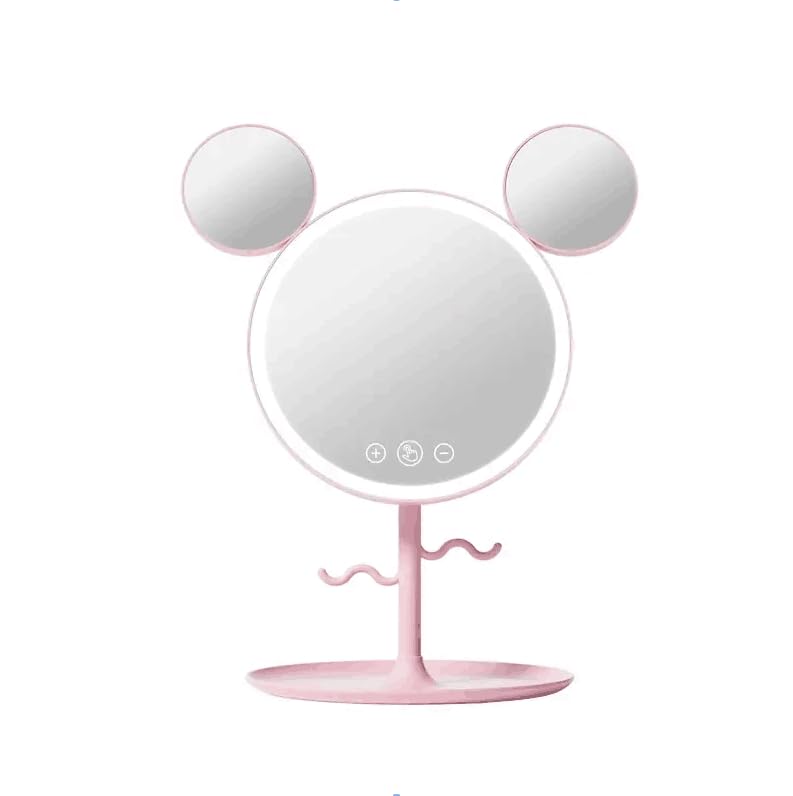 Lighted Vanity Mirror With Mouse Ears Design, Magnification, Pallet ...