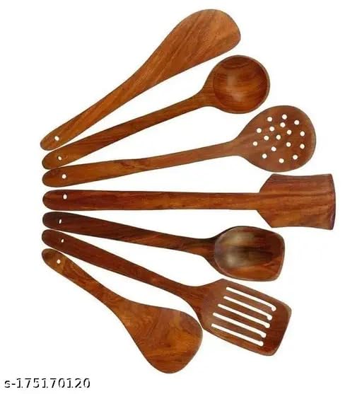Wooden Serving And Cooking Spoons Set Kitchen Organizer Items Kitchen ...