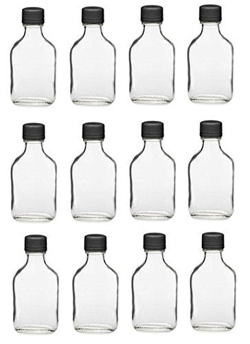 Nakpunar 12 Pcs 100 Ml Glass Flask Bottles With Black Tamper Evident C ...