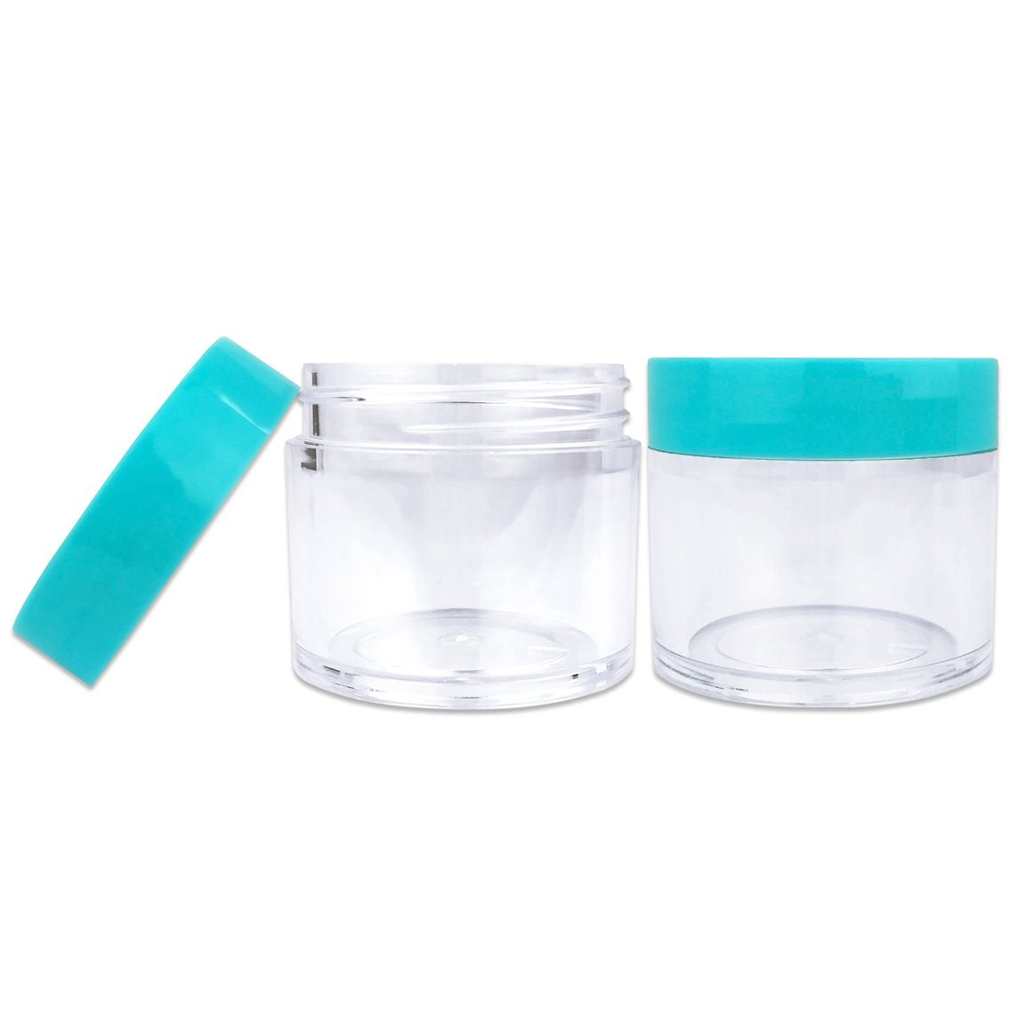 Beauticom 6 Pieces 1 Oz. Usa Acrylic Round Clear Jars With Flat Top Li ...