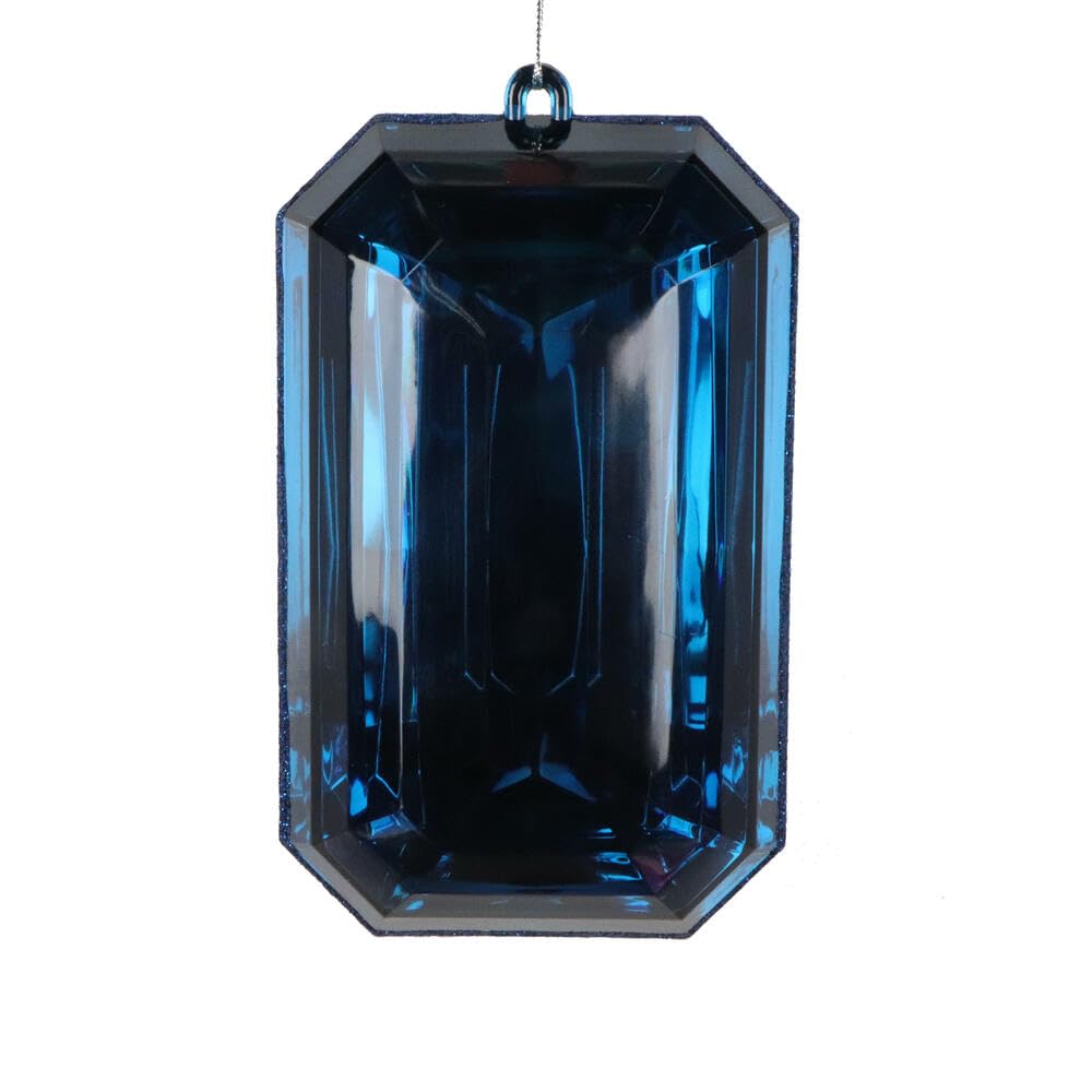 Vickerman 8 Midnight Blue Rectangle Jewel Glitter Ornament, Includes 2 ...