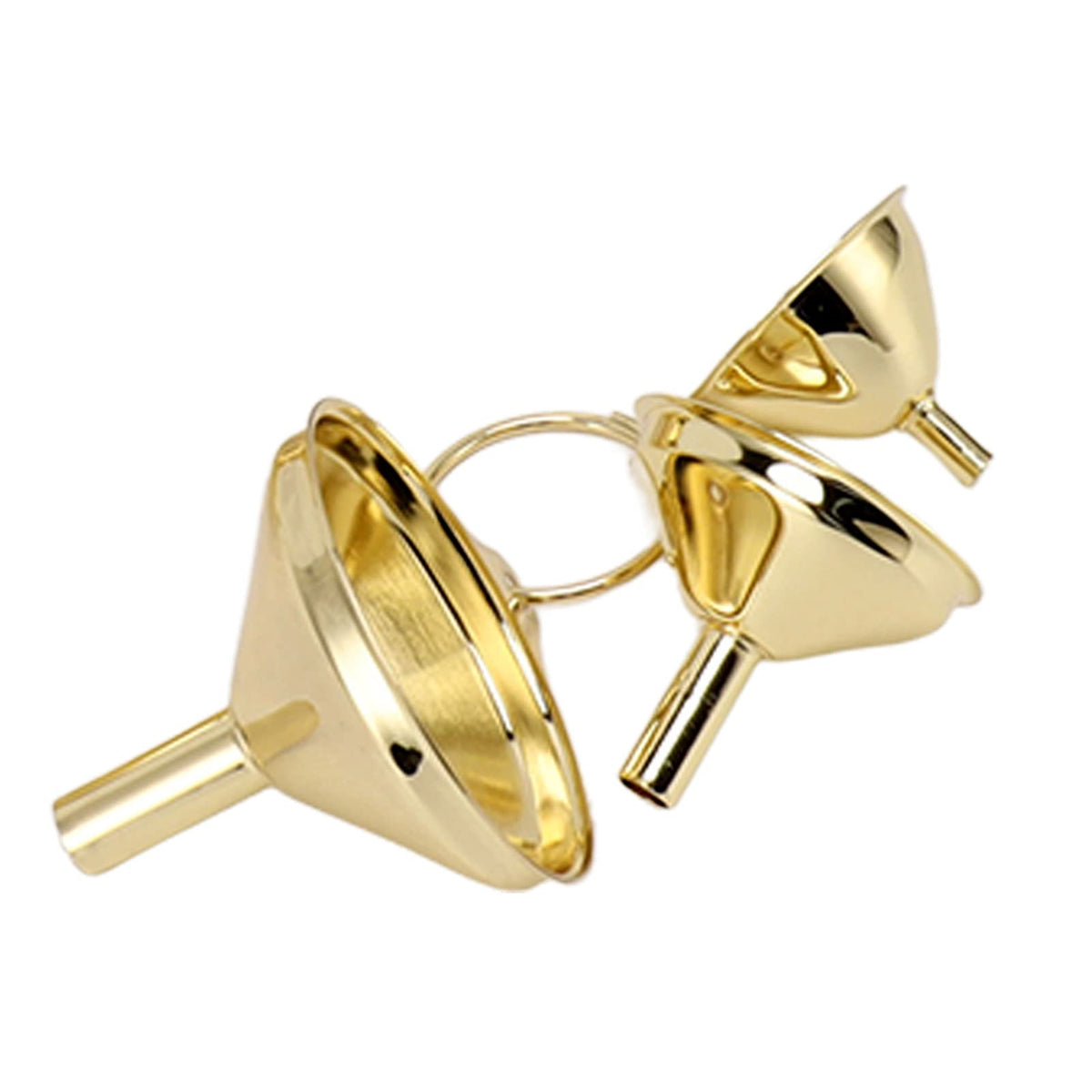 Stainless Steel Funnel Set, Fast Side Handle Gold Stainless Steel Funn ...