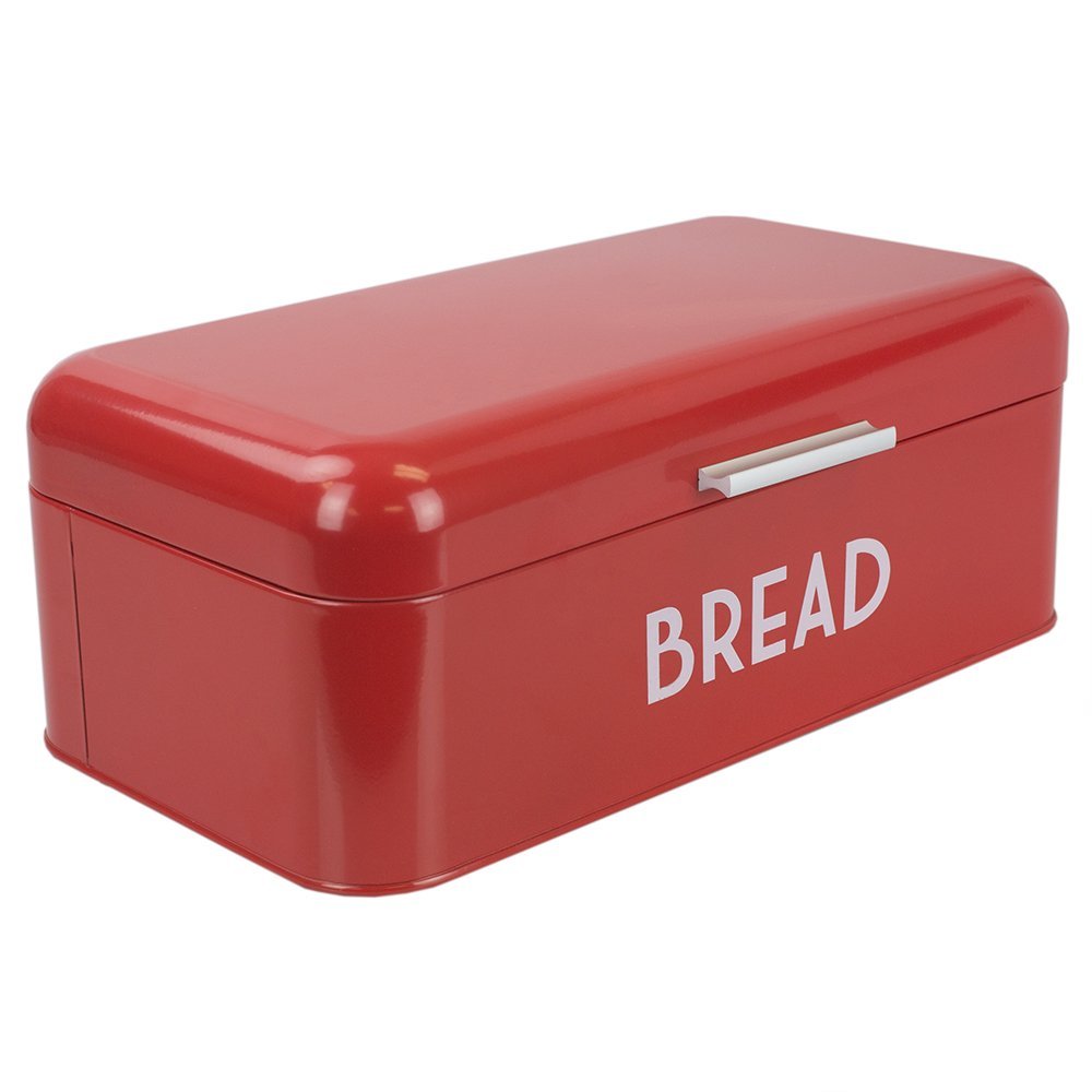 Home Basics Grove Bread Box, Retro Red Design for Kitchen Counter, Ide ...
