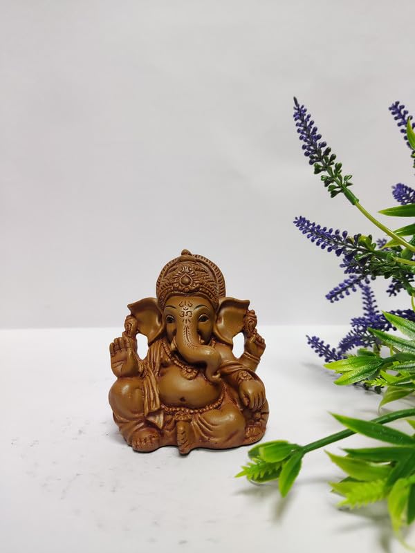 Pratima Wooden Finish Beautiful Polyresin Ganesh Idol|Vinayaka Statue ...