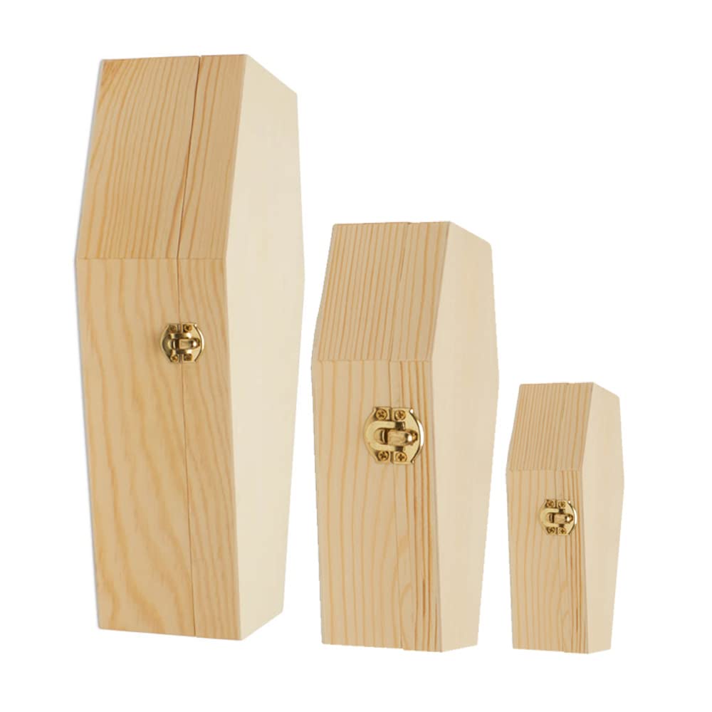 Wooden Coffin Boxes Bundle, Pack of 2 Sets of 3 Halloween Coffins, Got ...