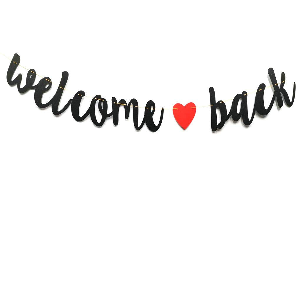 Welcome Back Banner Black Glitter Welcome Back Party Sign Returning Ho ...