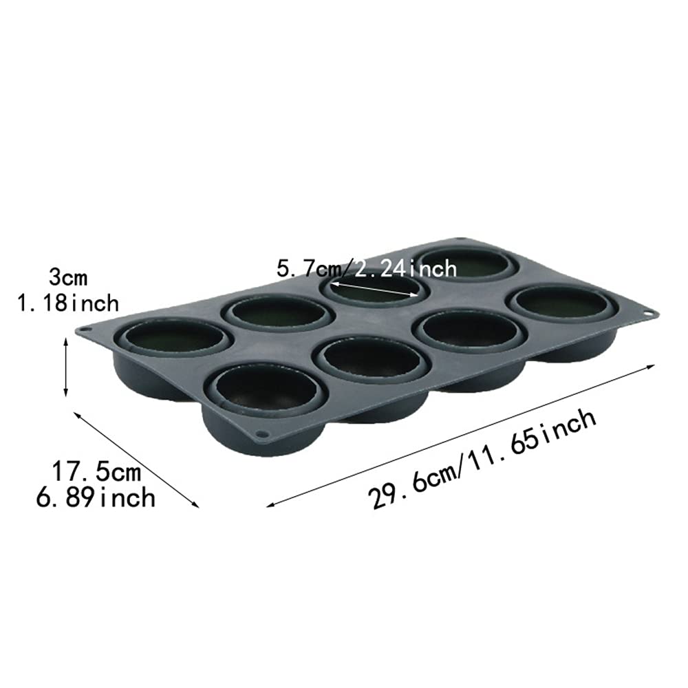 8 Cavity Oblate Shape Silicone Mold For Baking Form French Dessert Mou ...