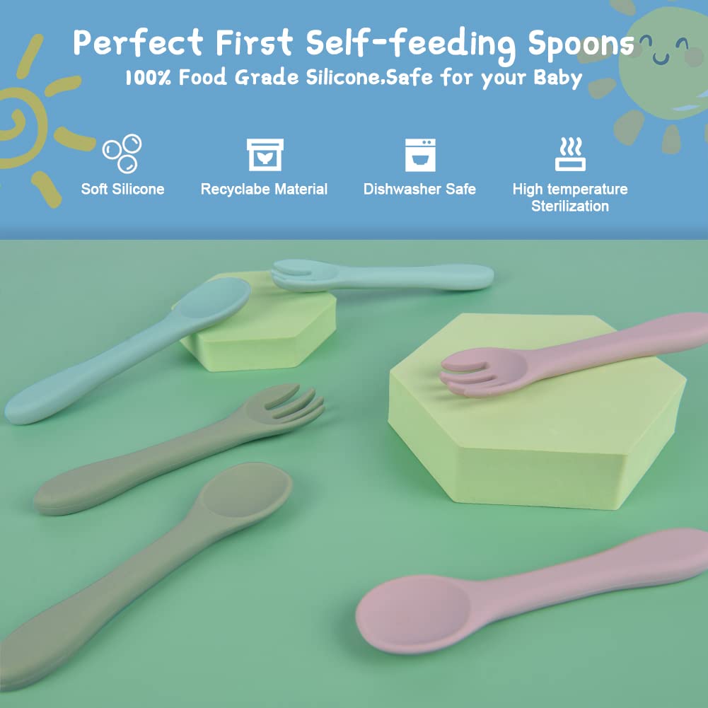 Vicloon Silicone Baby Feeding Spoons 6 Pack First Stage Feeding Spoons ...