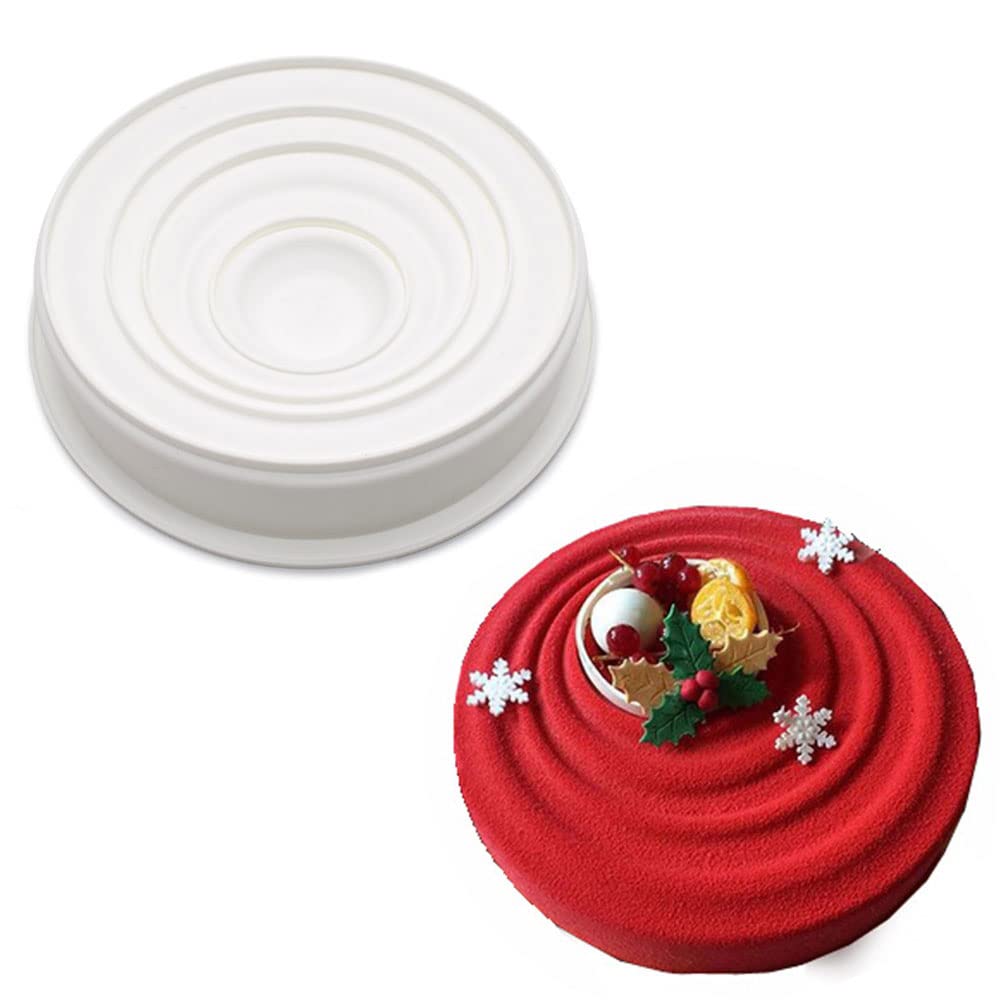 Homut 8.7Inch Silicone Mousse Cake Mold Durable Round Ripple Pan For C ...