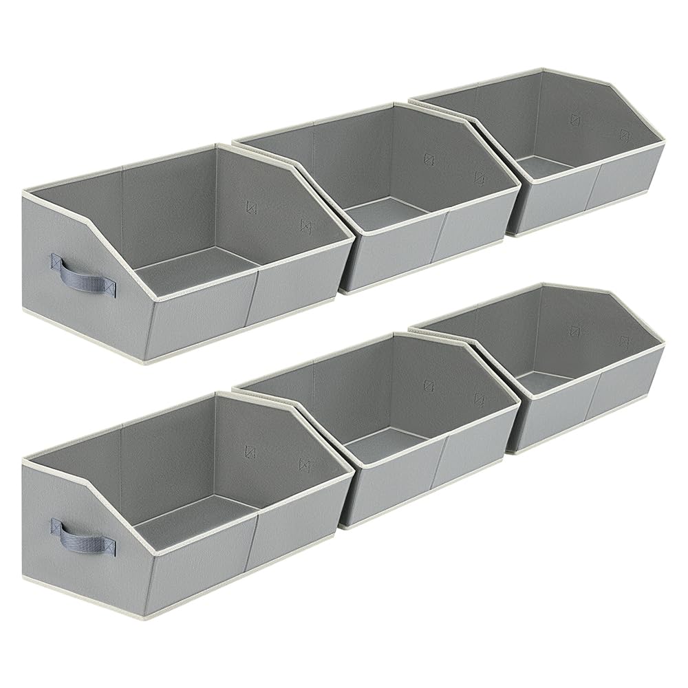 Homsorout Trapezoid Storage Bins Shelf Baskets - 6 Pack Closet Storage ...