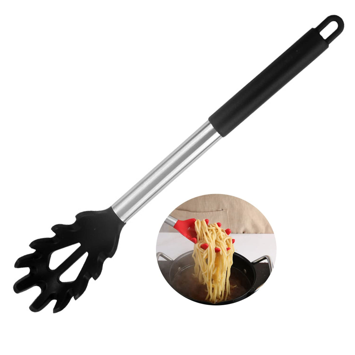 Jxjyzln Silicone Pasta Fork,Spaghetti Spoon Kitchen High Heat Resistan ...