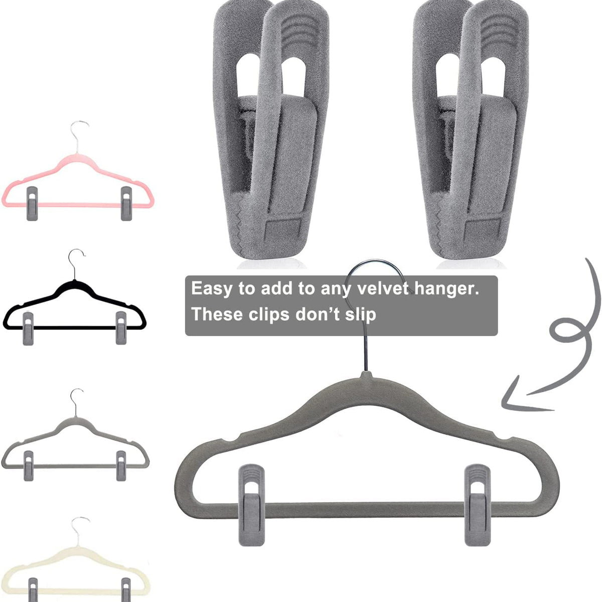 Tofiigrem Grey Velvet Clips For Velvet Hangers - 20 Pcs Gray Non Slip ...