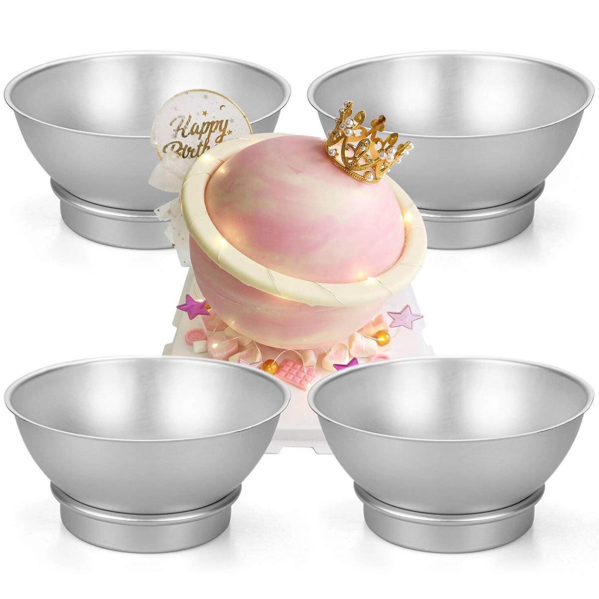 Hedume Set Of 8 Cake Sphere Pan, 6.5 Inches 3D Sports Ball Cake Pan To ...