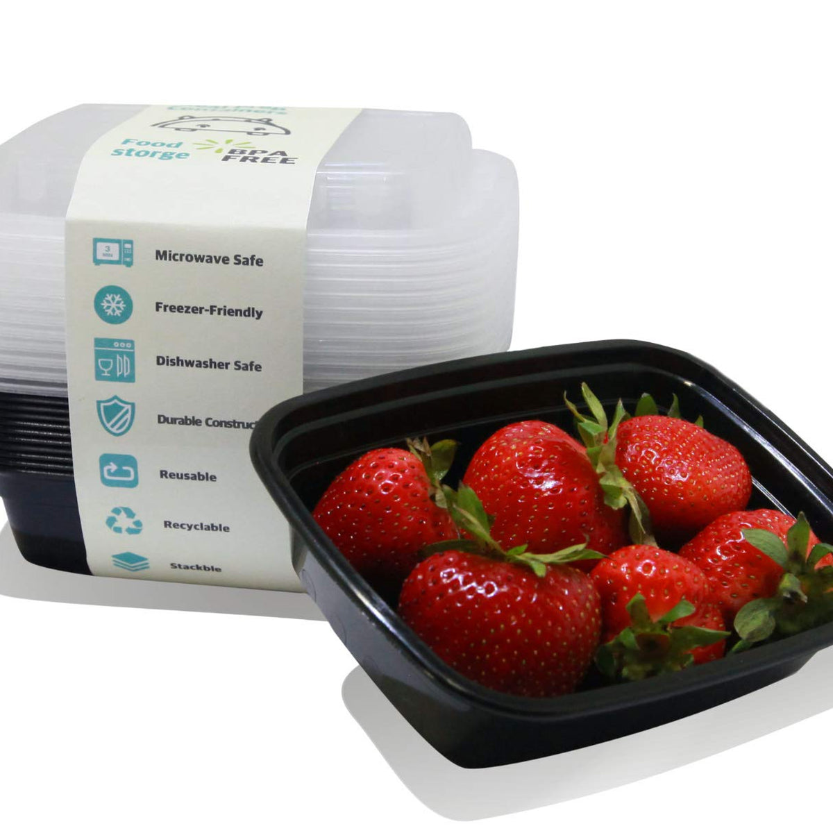 Partyhippo Small Meal Prep Containers Single Lids, 12 Oz 12-Pack, Food ...