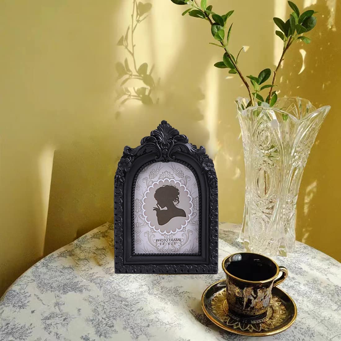 SIKOO Vintage Mini Picture Frame 2.5 3.5 Ornate Black Small Picture Fr ...