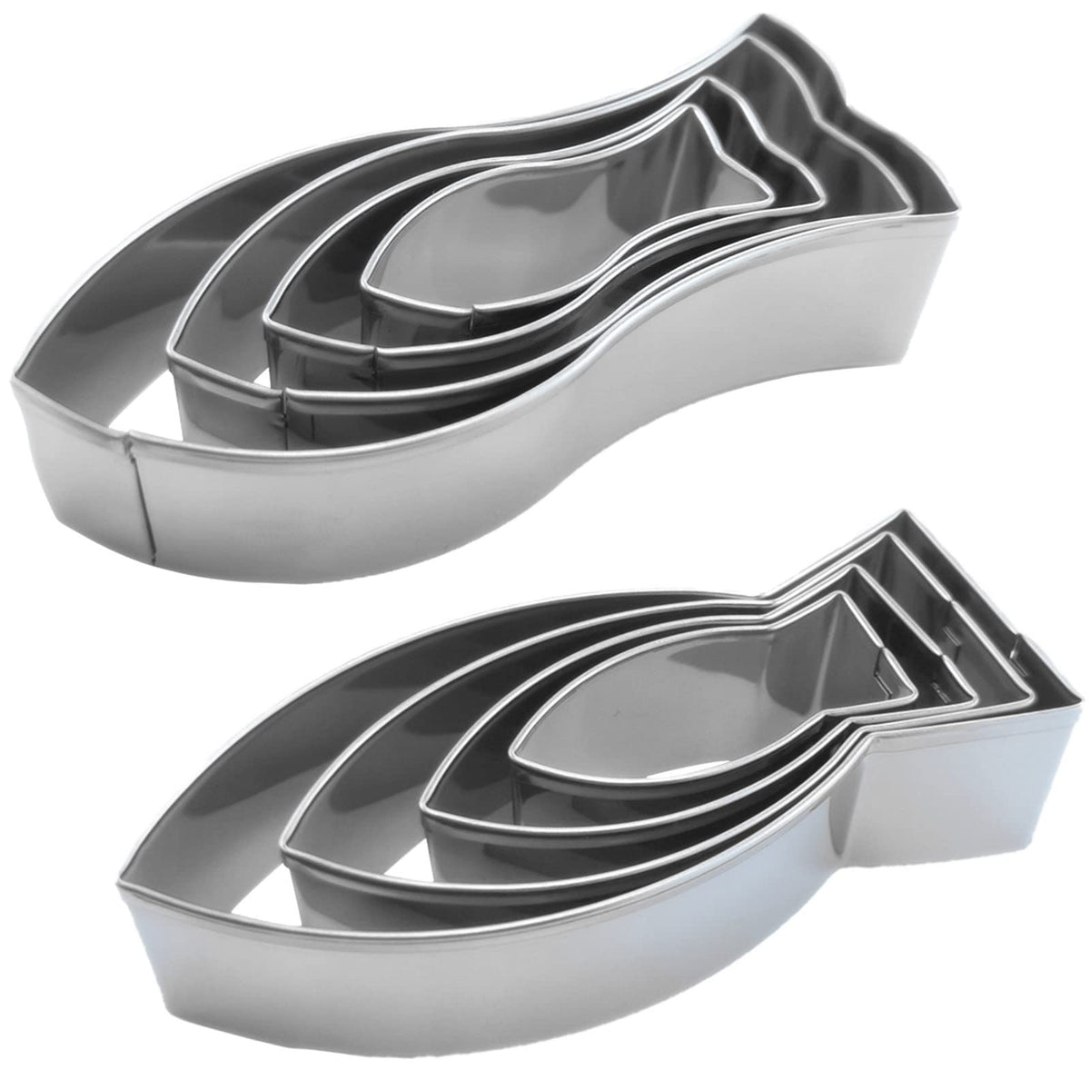 Fish Shaped Cookie Cutter Set Of 8 Pcs, Stainless Steel Jesus Fish Fon ...