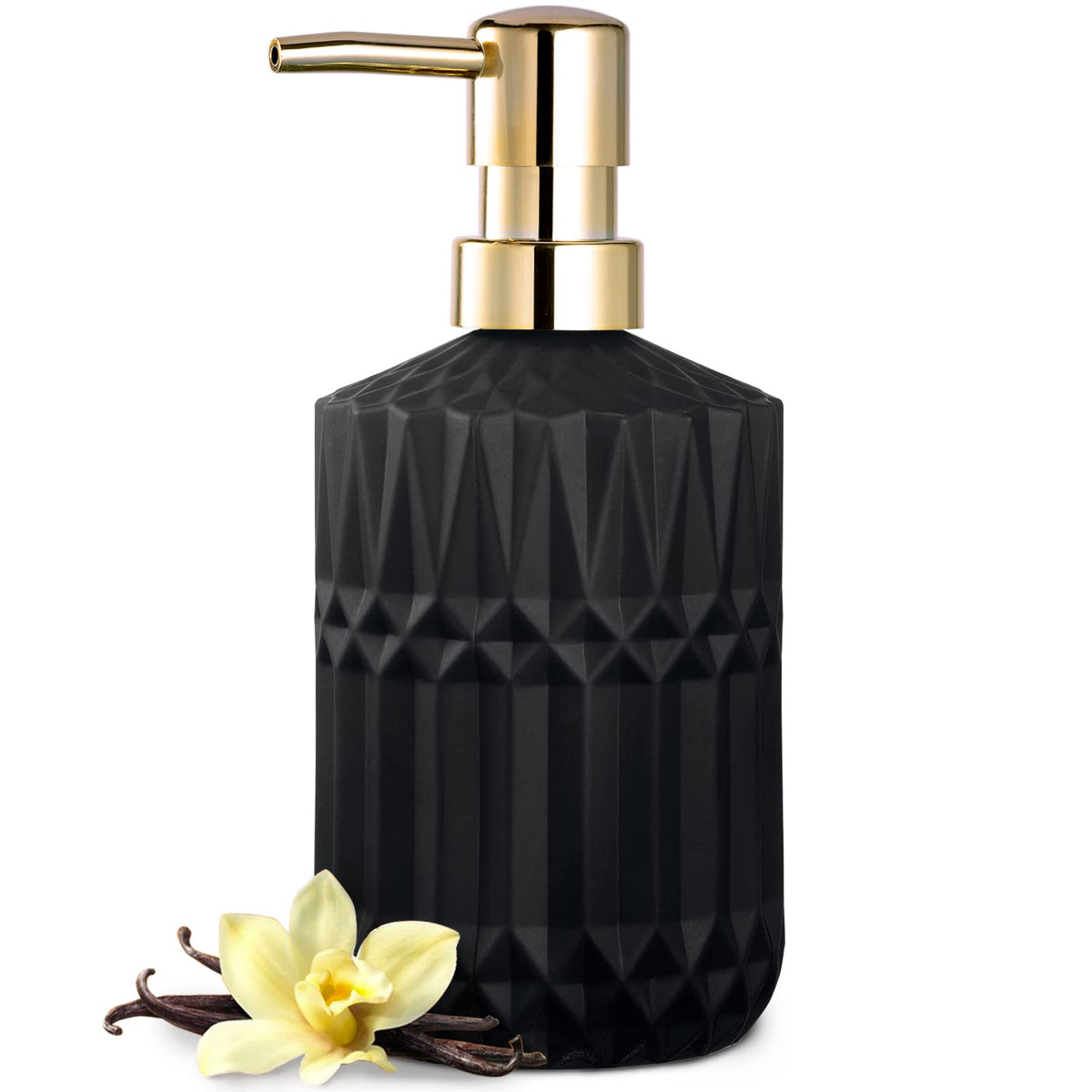 EMPO Matte Black Glass Soap Dispenser with ABS Plastic Pump Lotion Dis ...