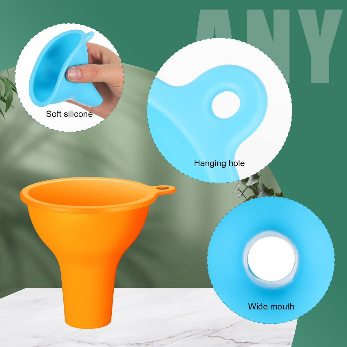 Lauwell Silicone Funnels 4 Pieces Wide Mouth Funnel Flexible Condiment ...