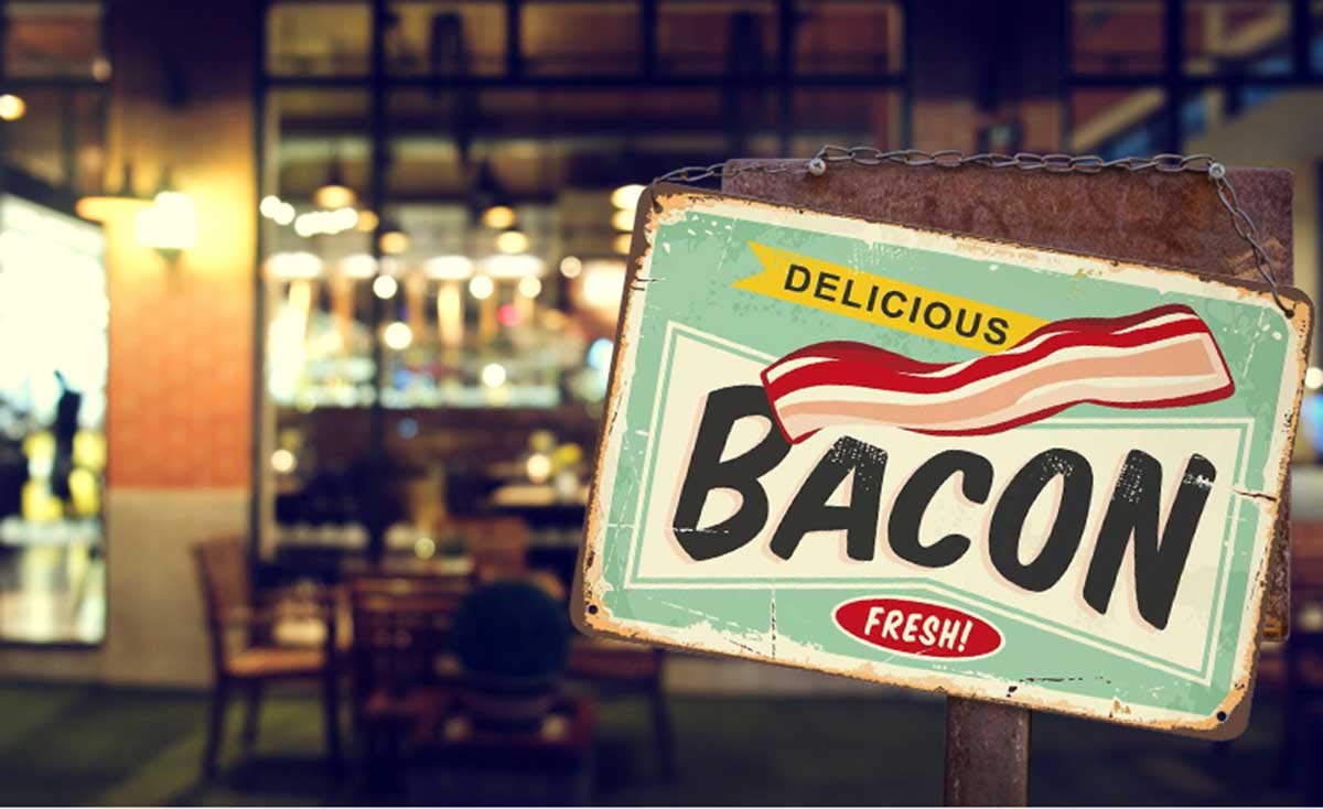 Aoyego Bacon Tin Sign,Delicious Food Meat Vintage Metal Tin Signs For ...