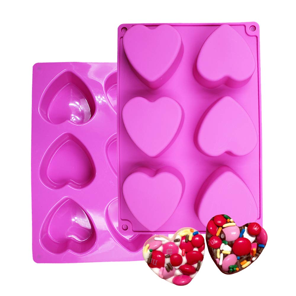Baker Depot 6 Holes Heart Shaped Silicone Mold For Chocolate Cake Jell ...