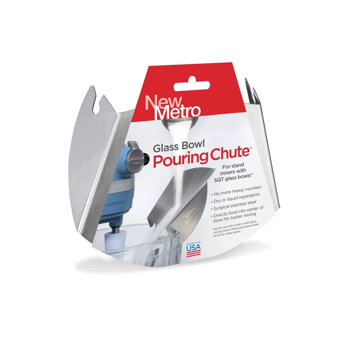 New Metro Design PC-GL Pouring Chute for KitchenAid Glass Bowl, Stainl ...