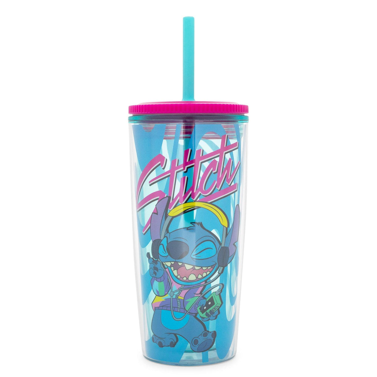 Disney Lilo & Stitch Jamming Plastic Tumbler With Lid And Straw Hold 2 ...