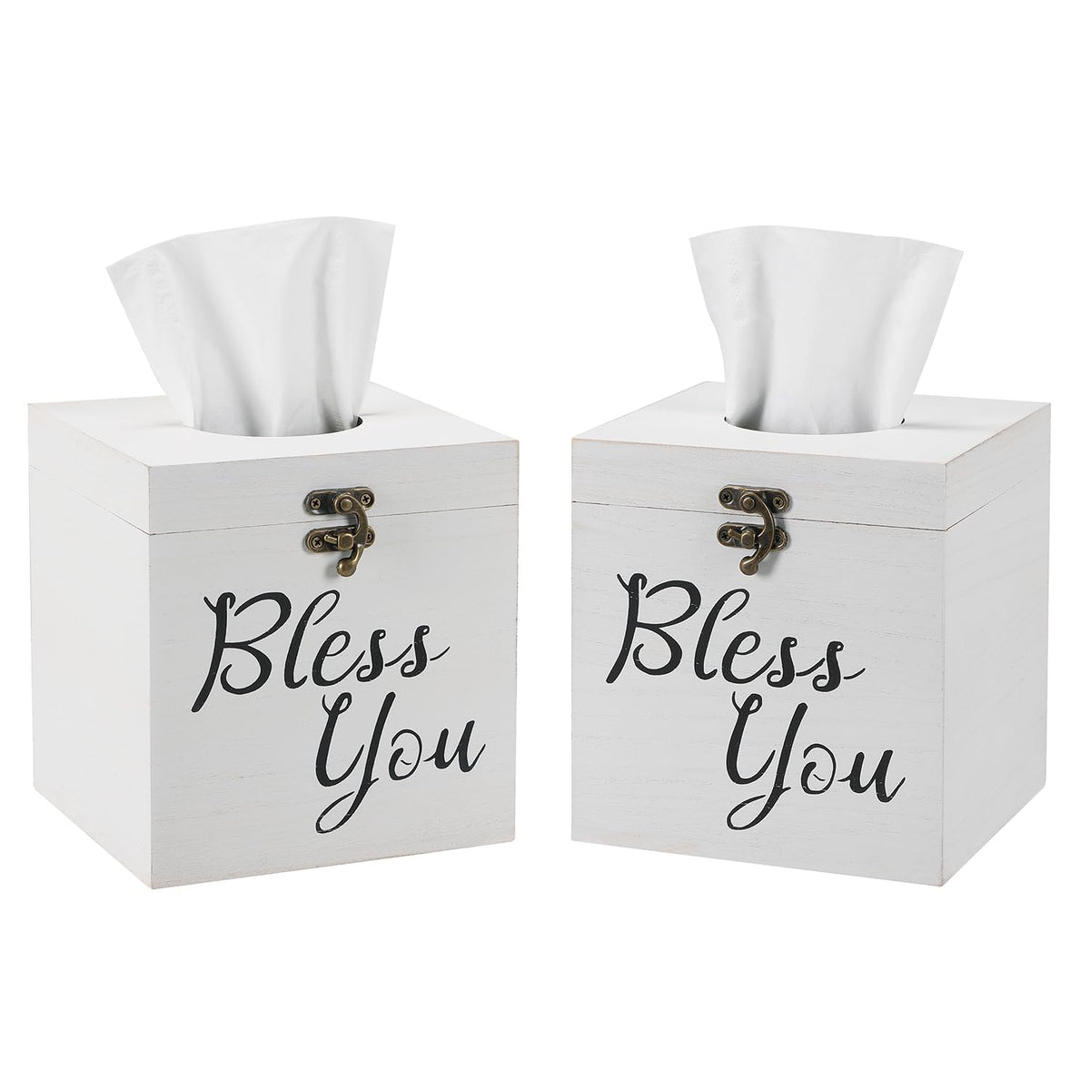 Jorikchuo Bless You Tissue Box Cover, Set Of 2 Wood Tissue Box Cover S ...