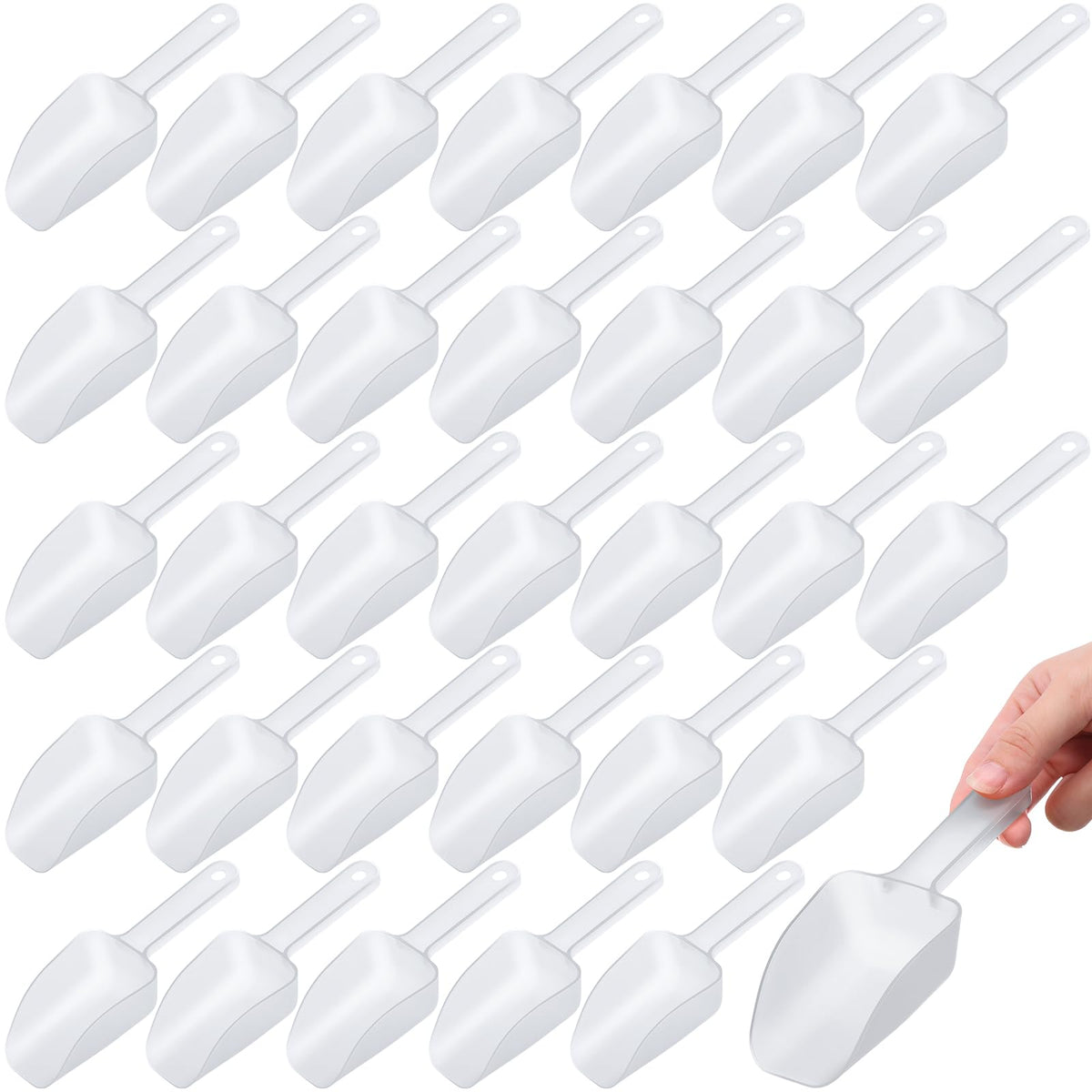 Gejoy 50 Pcs Plastic Ice Scoop Multi Purpose Kitchen Scoops 5.9 Inch C ...