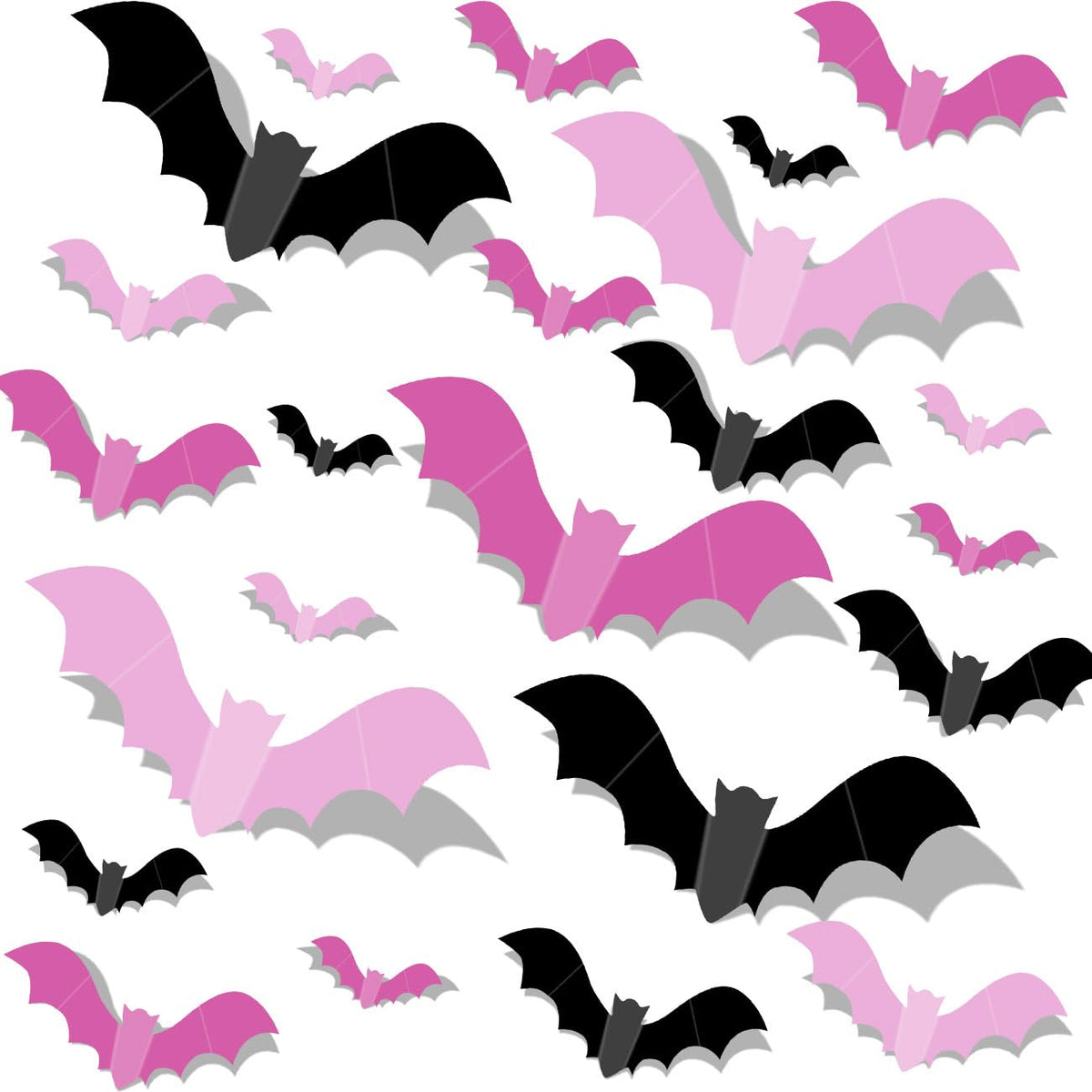 Pink Bats For Wall Halloween 3D Bats Blush And Black Diy Wall Decal Ba ...