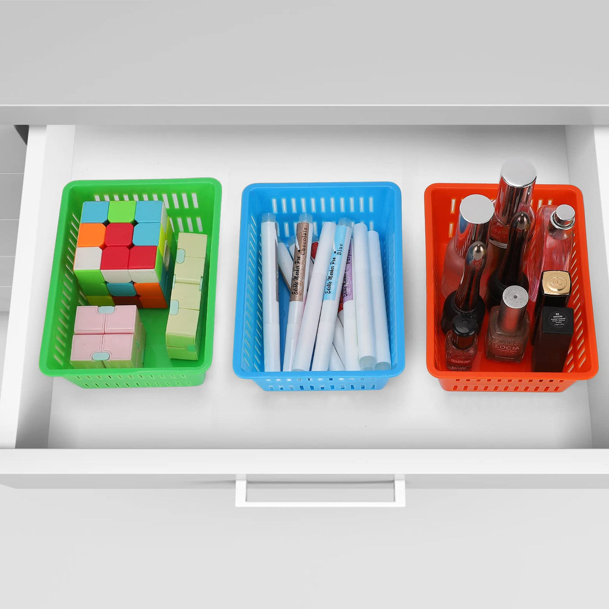 10 Pack Mini Storage Baskets Bins, Plastic Organizer Basket, Colorful ...