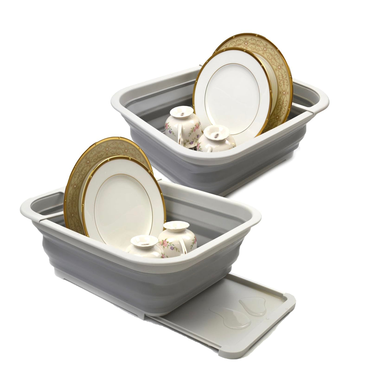 Sammart Set Of 2 Collapsible Dish Drainer With Drainer Board - Foldabl ...