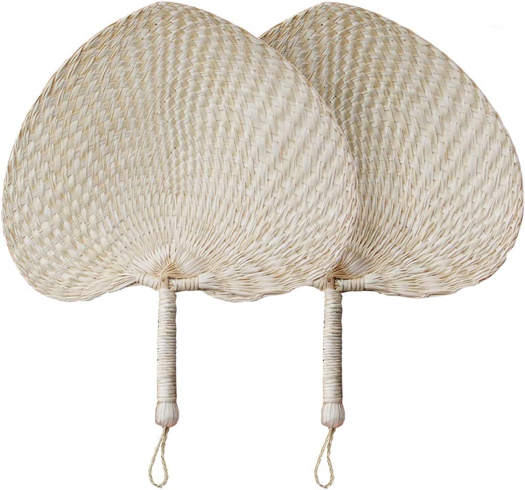 WASSON Hand Made Fan Rattan Decor, Hand Fans Bulk Wedding Favors for G ...