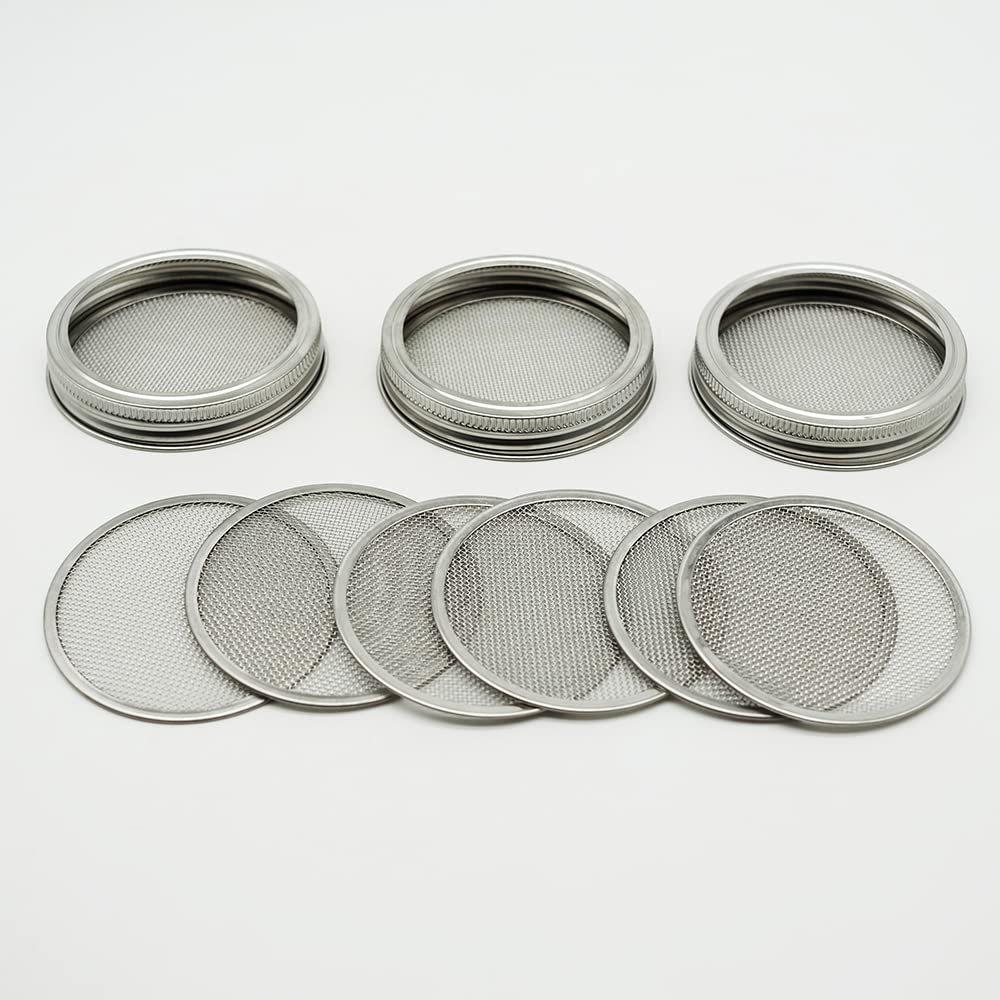 12 Pack Sprouting Lids,304 Stainless Steel Screen Filter Strainer Lid ...