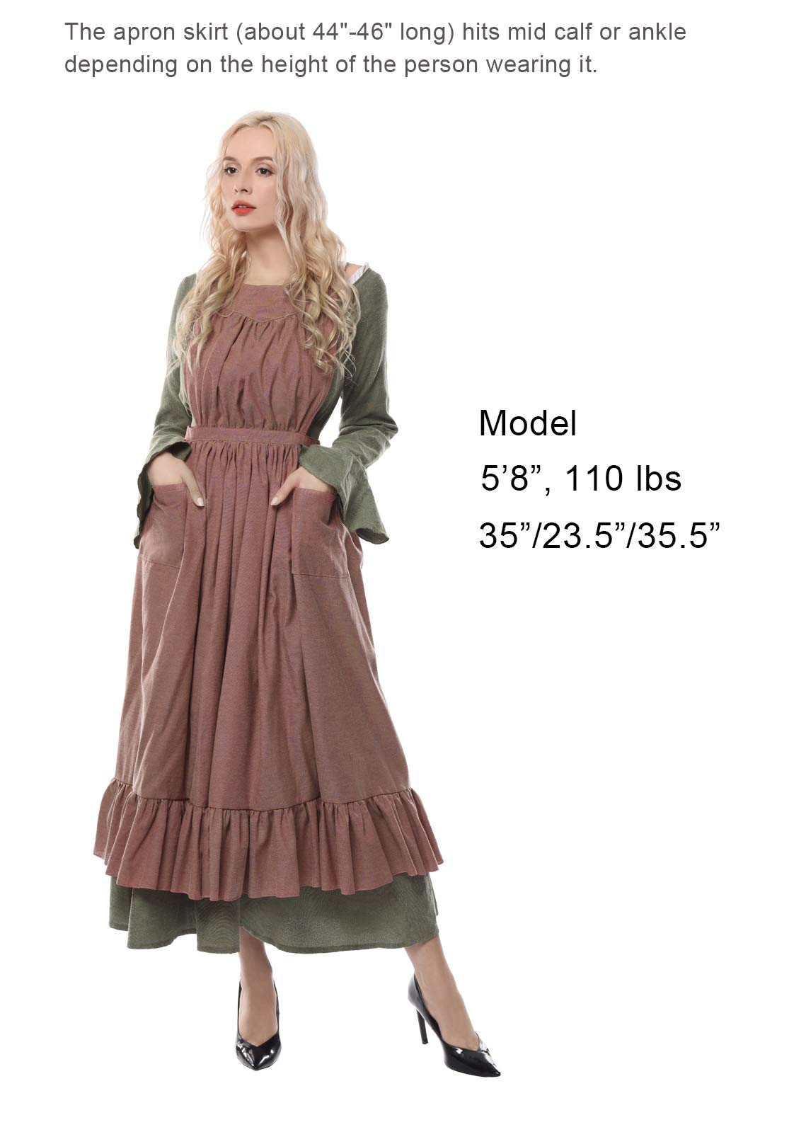 CR ROLECOS Vintage Maid Ruffle Apron for Women, Large, Dry Rose, Adjus ...