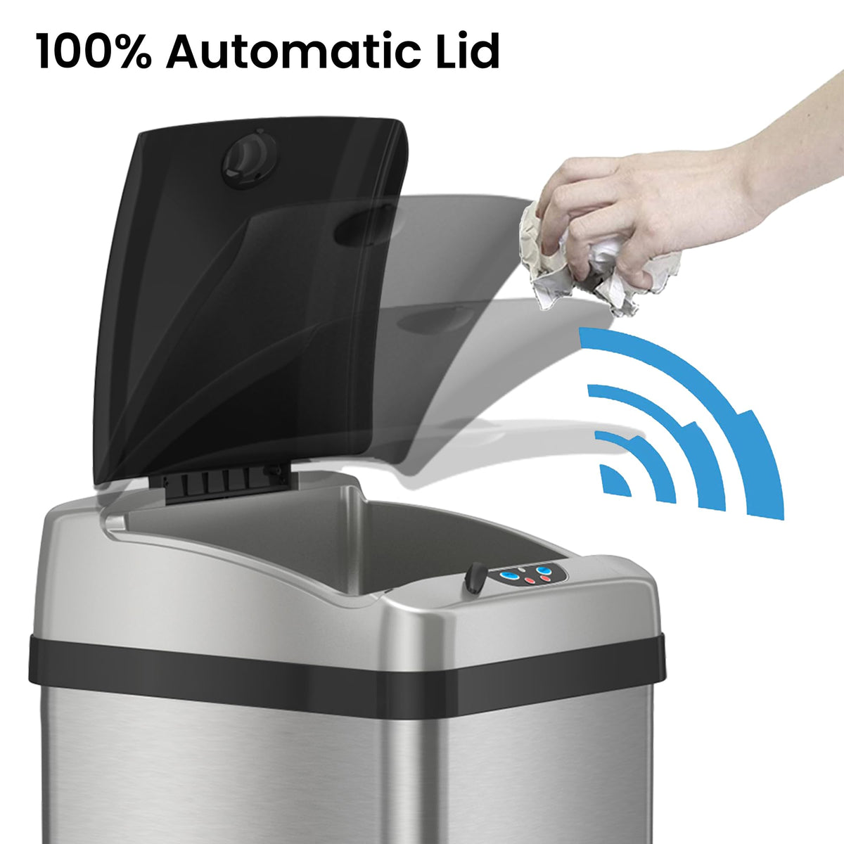 Itouchless Touchless Trash Can With Ac Adapter, 3 Odor Filters Big Lid ...