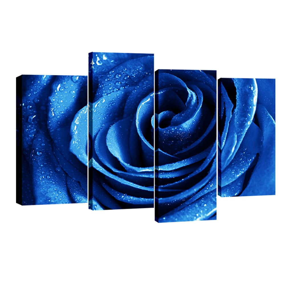 Wieco Art Blue Rose Canvas Prints Wall Art Abstract Romantic Flower Pi ...