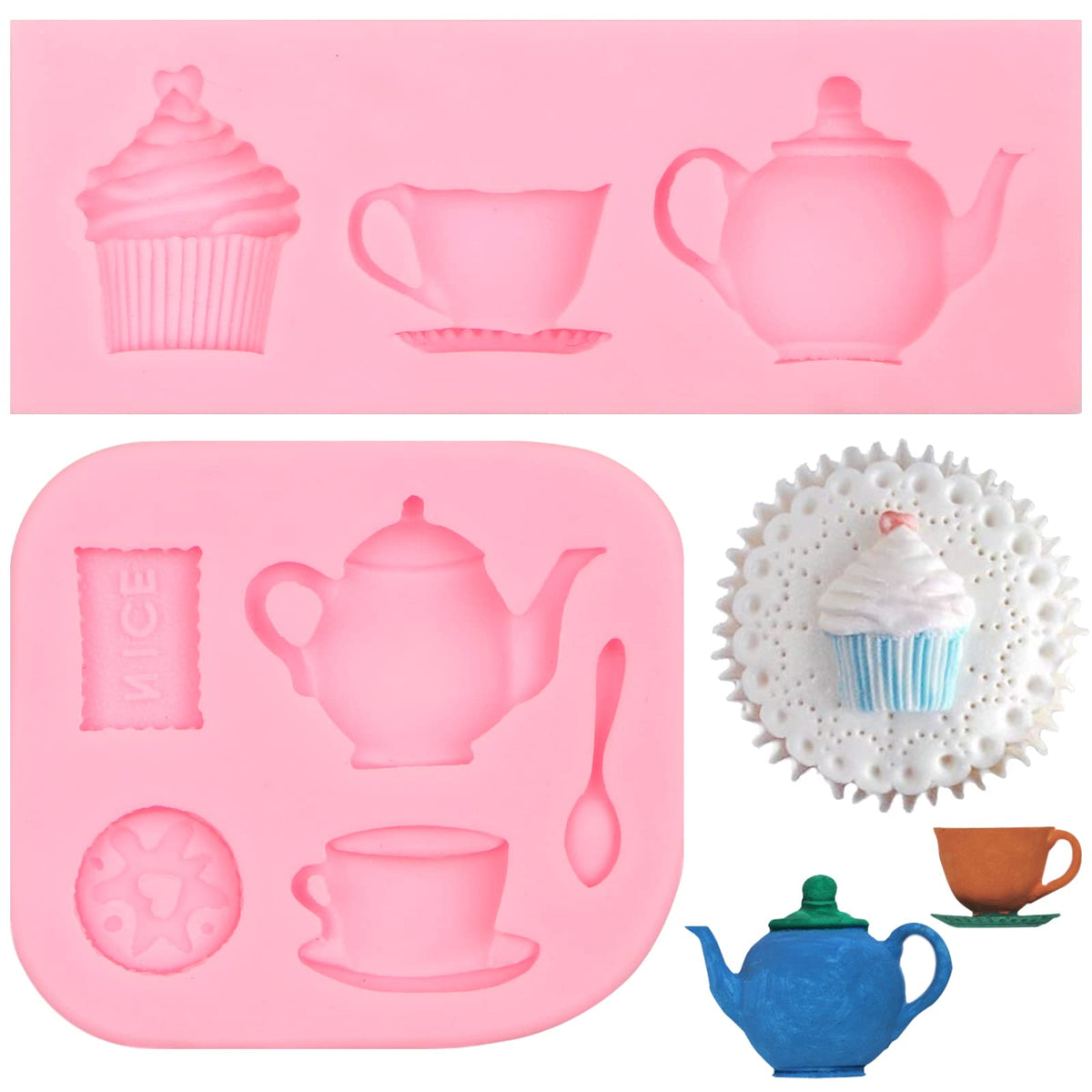 Tea Party Silicone Molds 2 Pcs, Afternoon Tea Chocolate Fondant Mold F ...