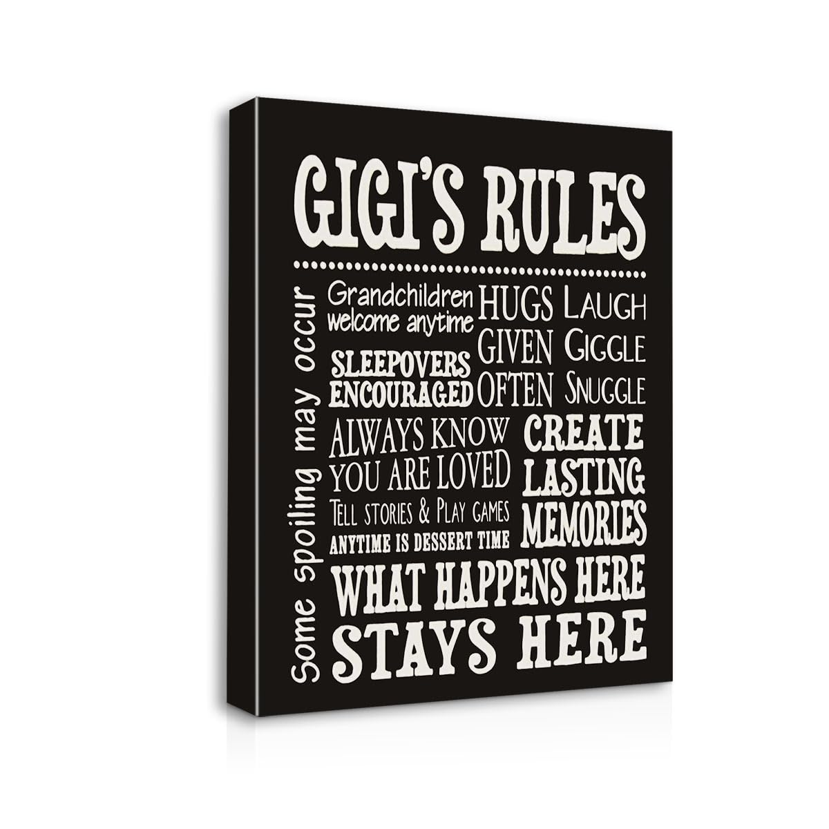 Gigi'S Rules Welcome Canvas Wall Art Prints Artwork Signs Framed For F ...