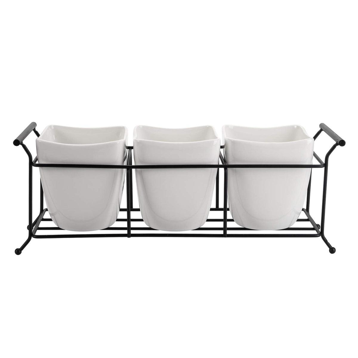Bekith 3-Piece Ceramic Flatware Caddy With Metal Rack, Utensil Holder ...