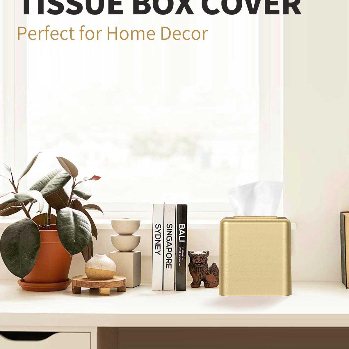 Livelab Tissue Box Cover, Square Metal Tissue Box Holder Modern Decor ...