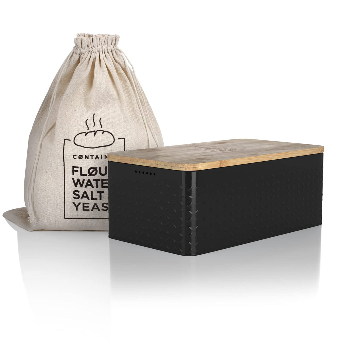 LARS NYSØM Bread Box - Metal with Bamboo Cutting Board Lid, 13.4x7.3x5 ...