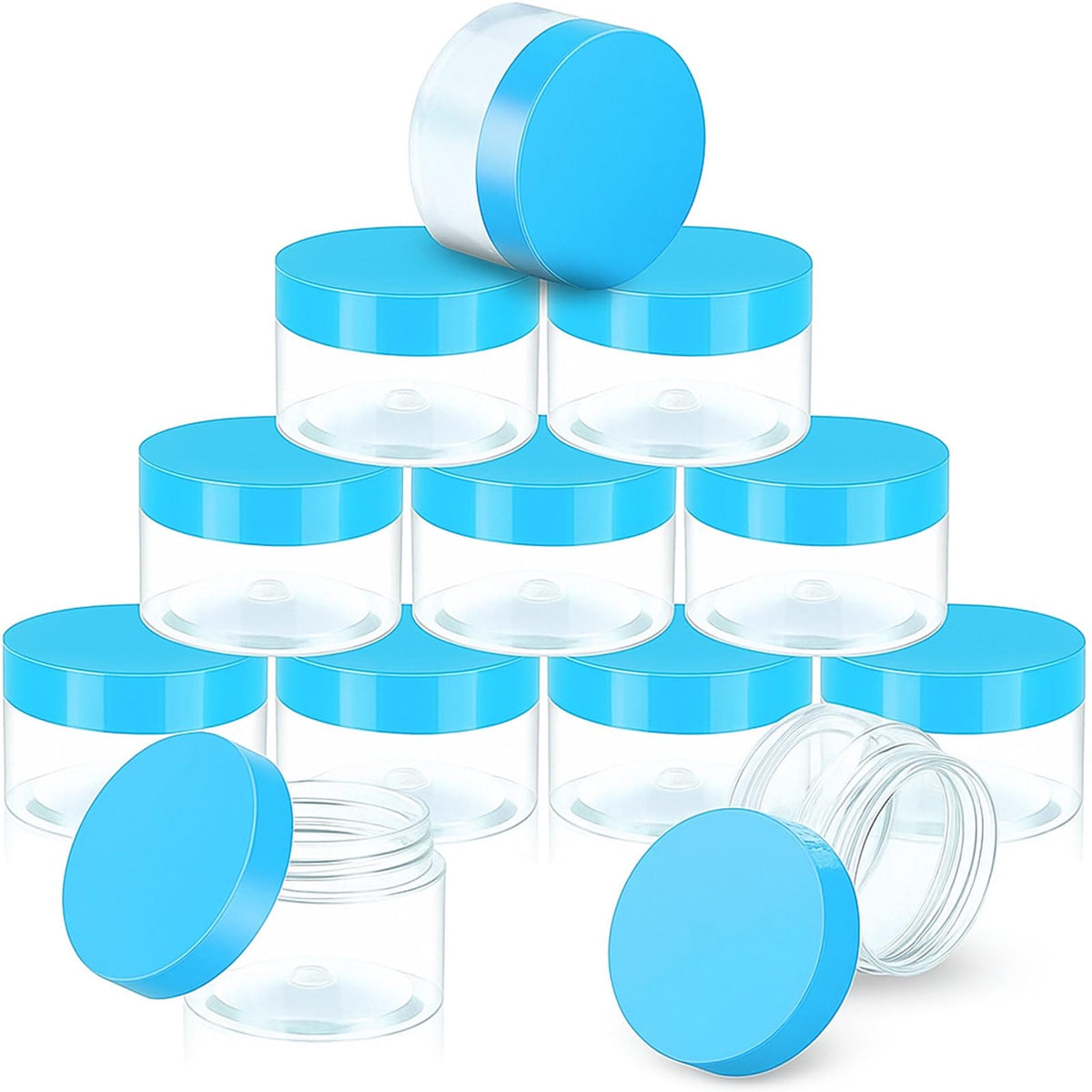 Satinior 12 Pack 4 Oz Plastic Container Jars With Lids Round Clear ...