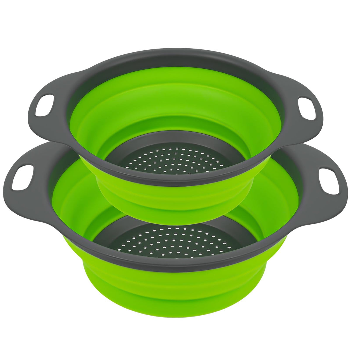 Auauy 2 Pcs Collapsible Colander Set, Round Silicone Folding Colander ...