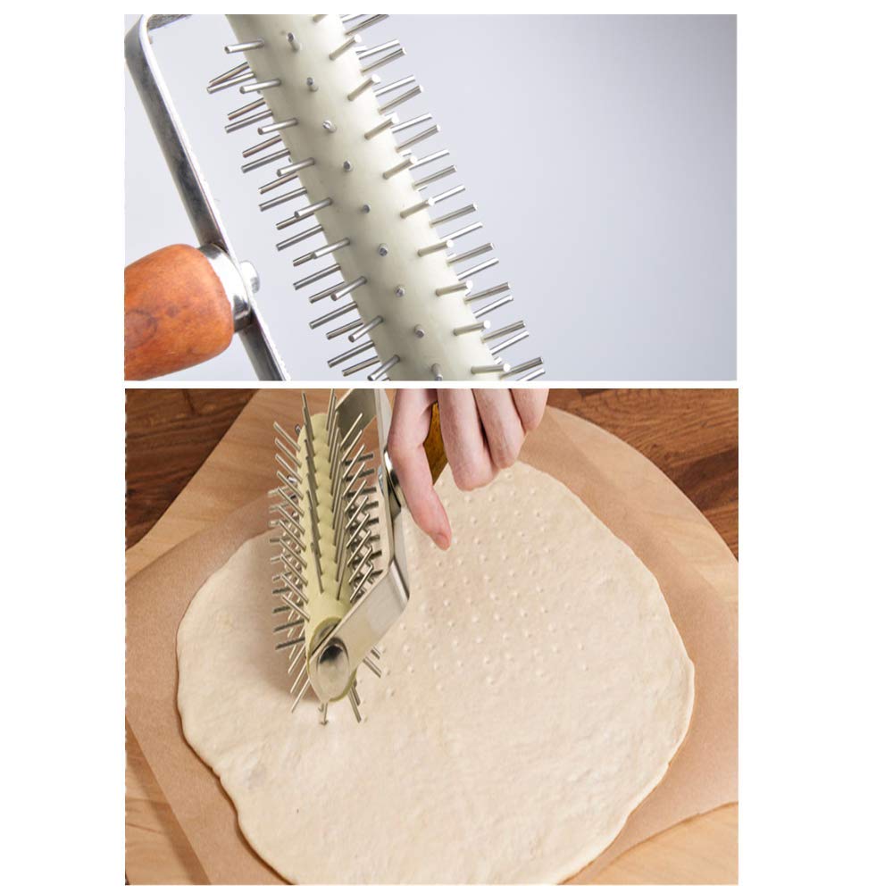 Stainless Steel Pizza Dough Roller Docker Needle Roller Pizza Puncher ...