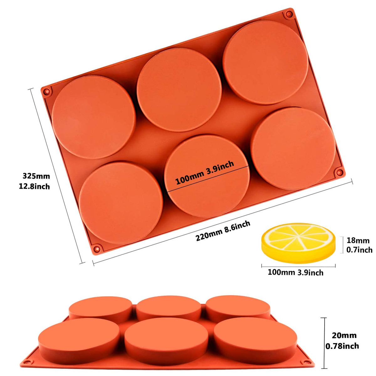Funshowcase Round Disc Baking Silicone Mold 6-Cavity, 4Inch 2-Bundle ...