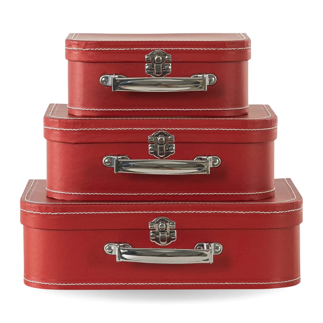 Soul & Lane Decorative Suitcase Storage Boxes with Handle, Set of 3 Ca ...