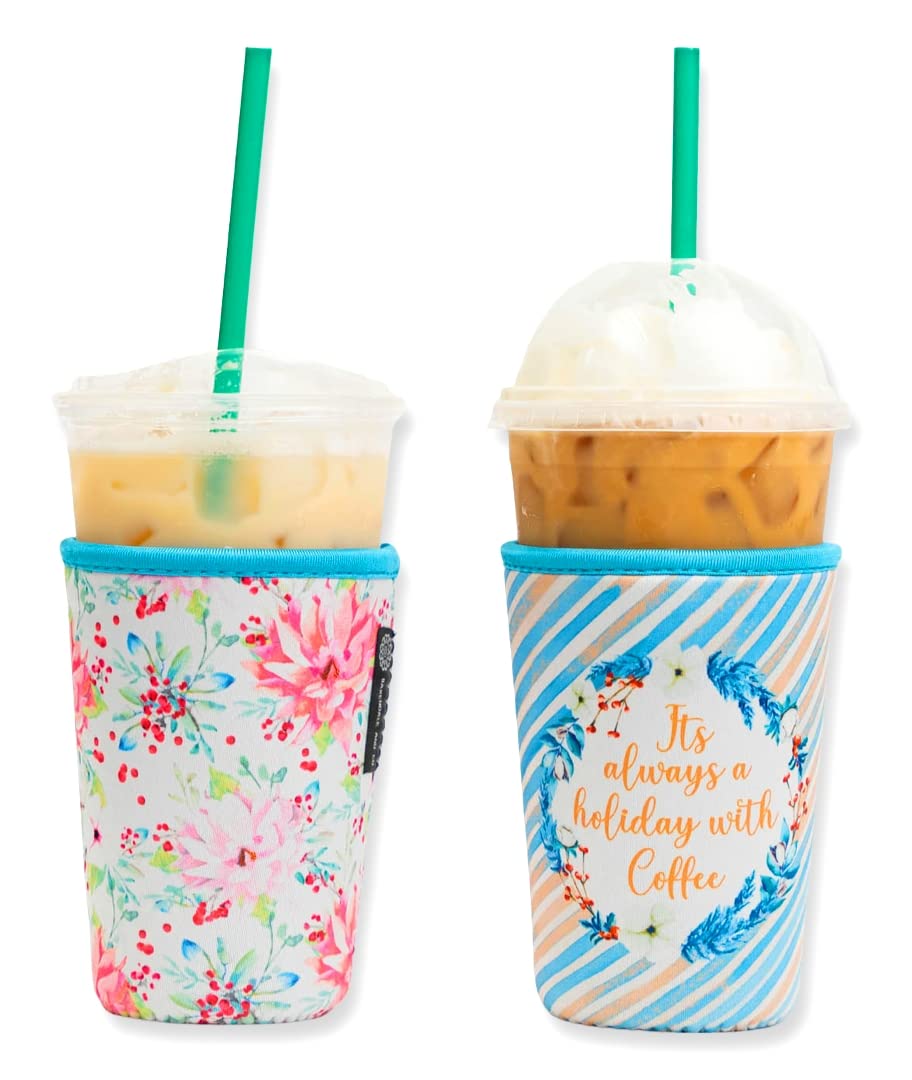 Baxendale Iced Coffee Sleeve For Medium Sized Cups - 2 Pack - Neoprene ...